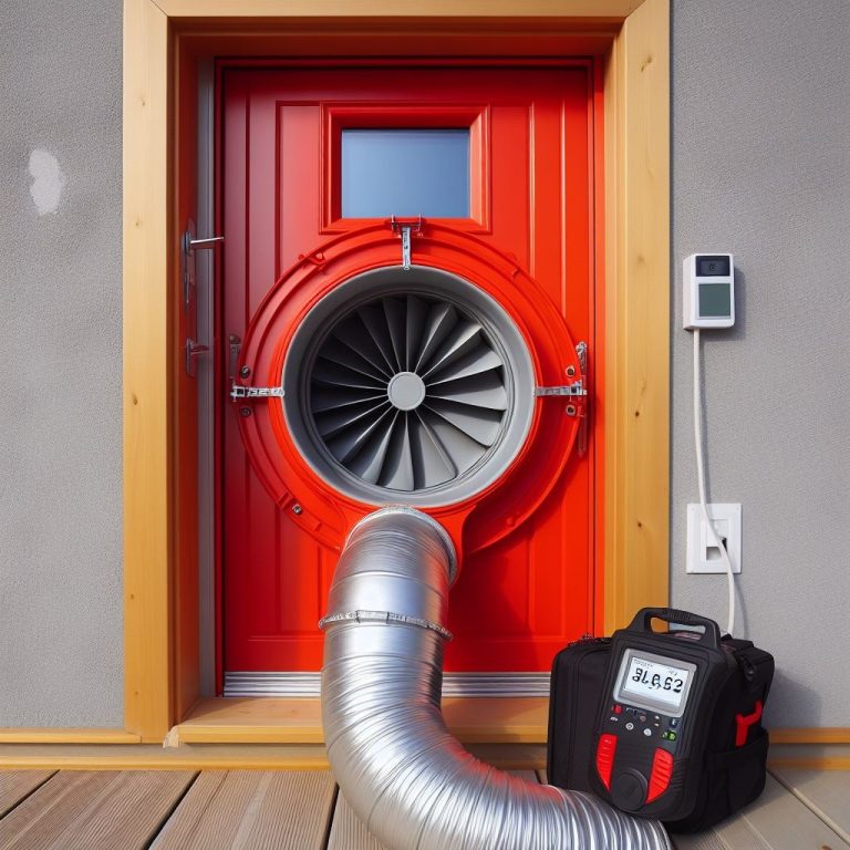 Test D'étanchéité RE2020 - Infiltrométrie - Porte Soufflante- Energeffi